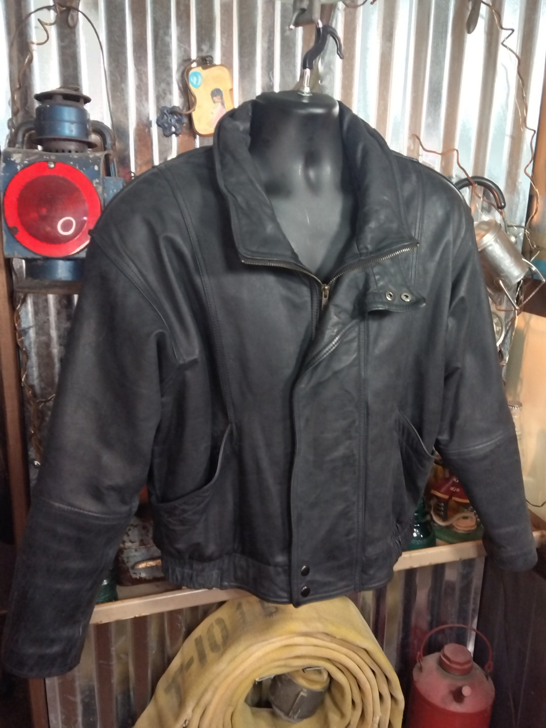 I.O.U. Euro Mod Quality Leather Jacket Men's Size Large Slate Gray Full ...