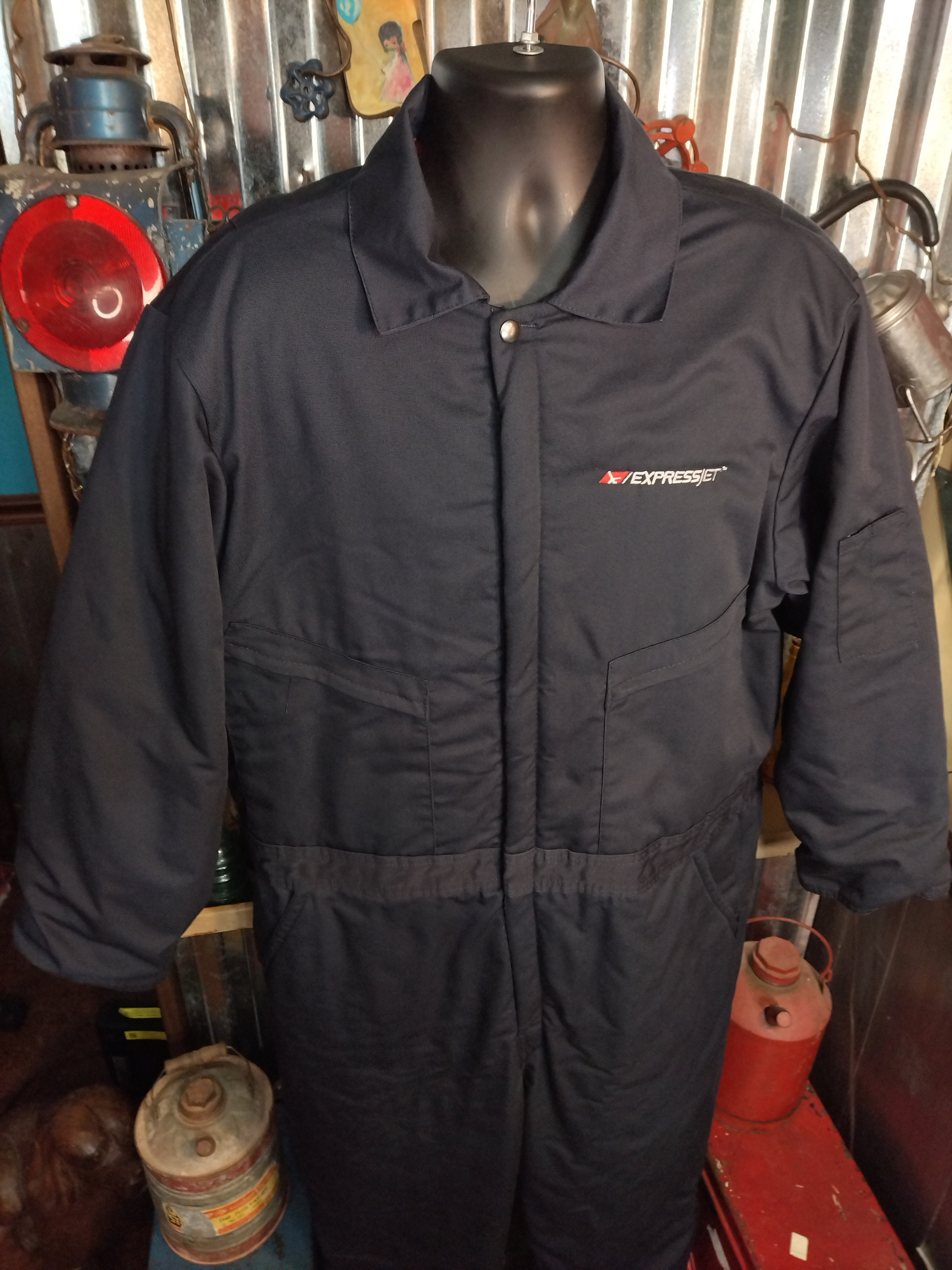 Vintage CINTAS Expressjet Aircraft Mechanic Coveralls Thermal Quilted ...