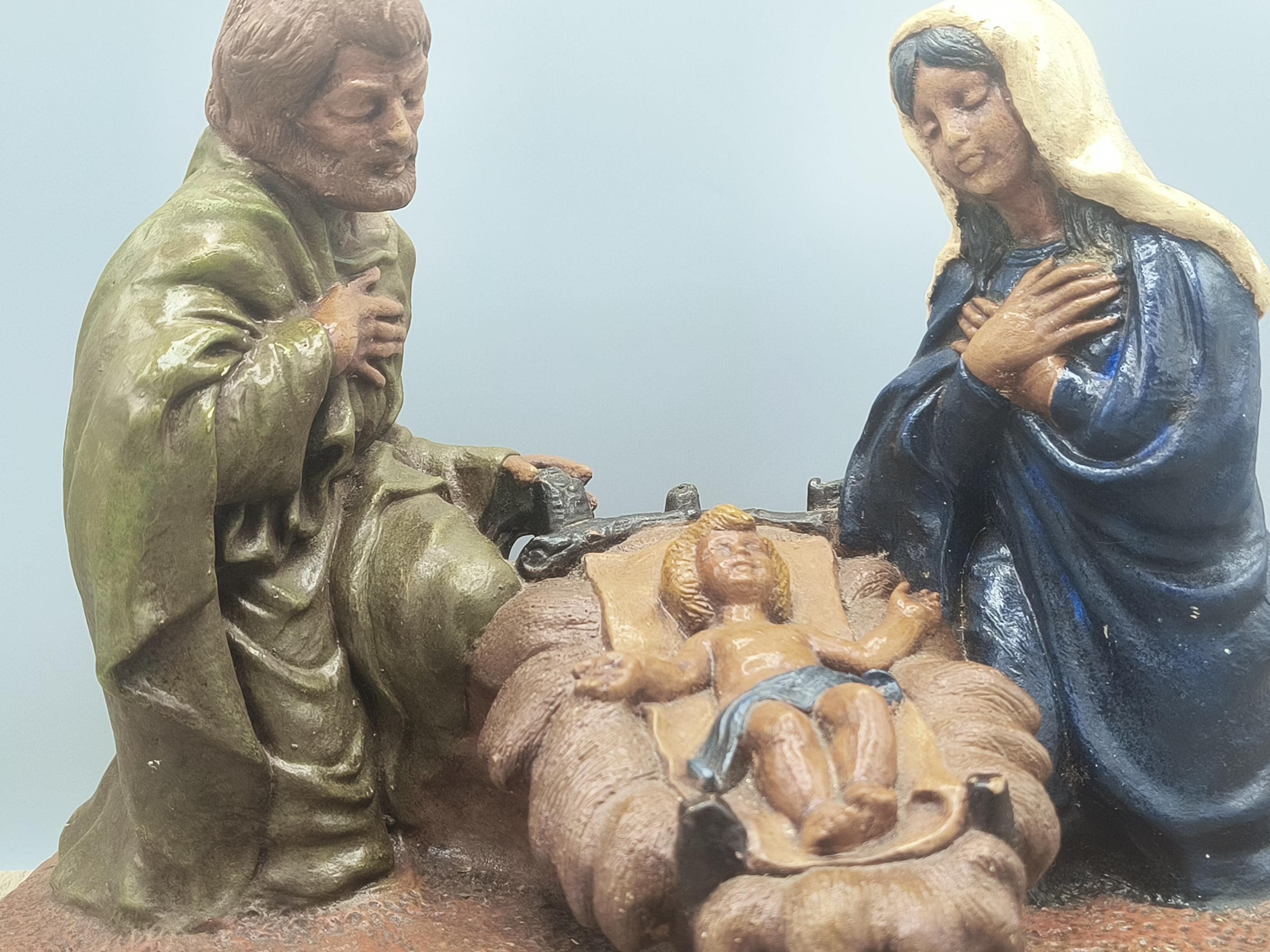 Vintage Plaster Joseph, Mother Mary and Baby Jesus Nativity Scene 12 ...