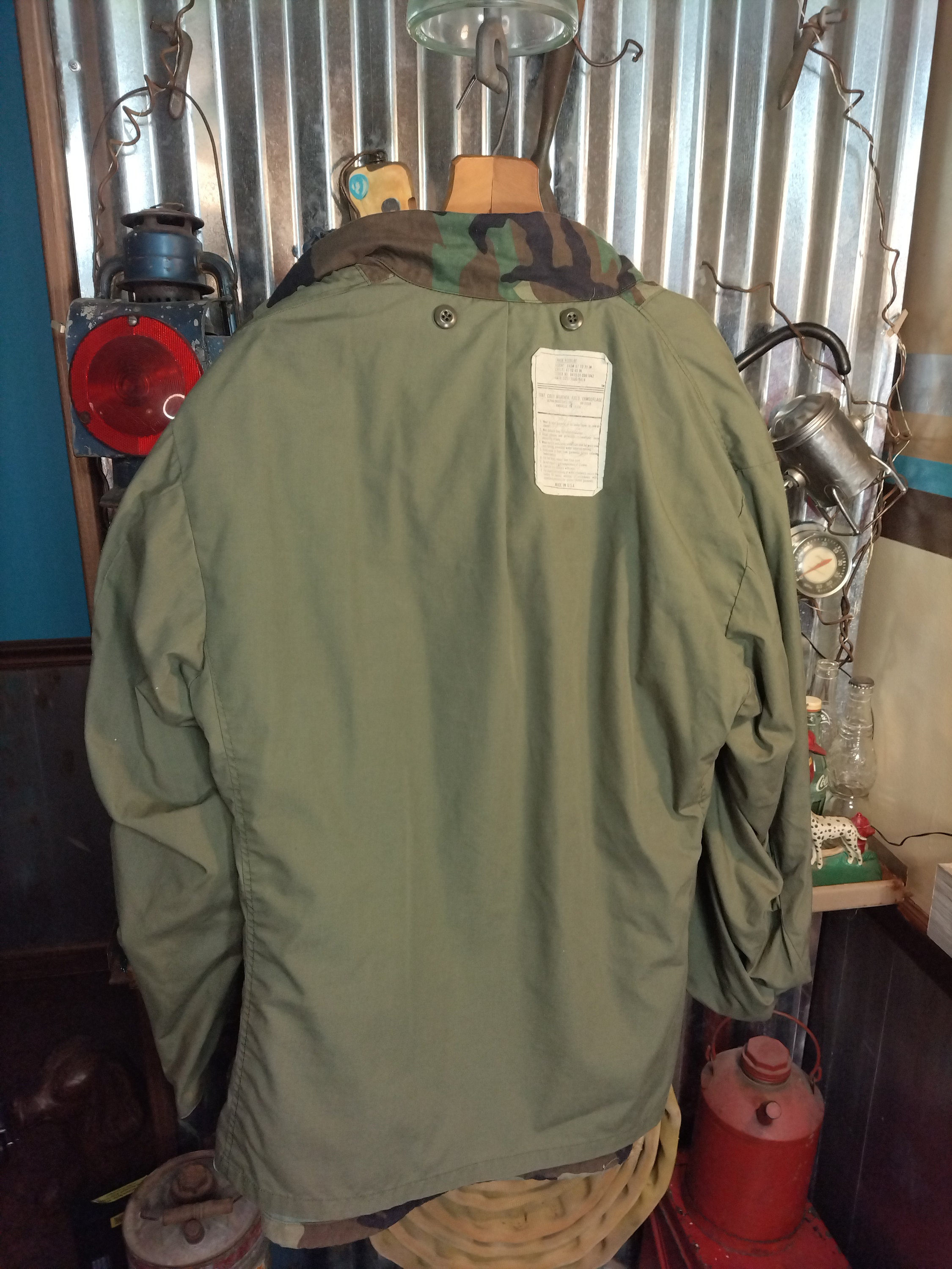 US Army M65 Woodland Camo Field Jacket Coat USGI Cold Weather Large ...