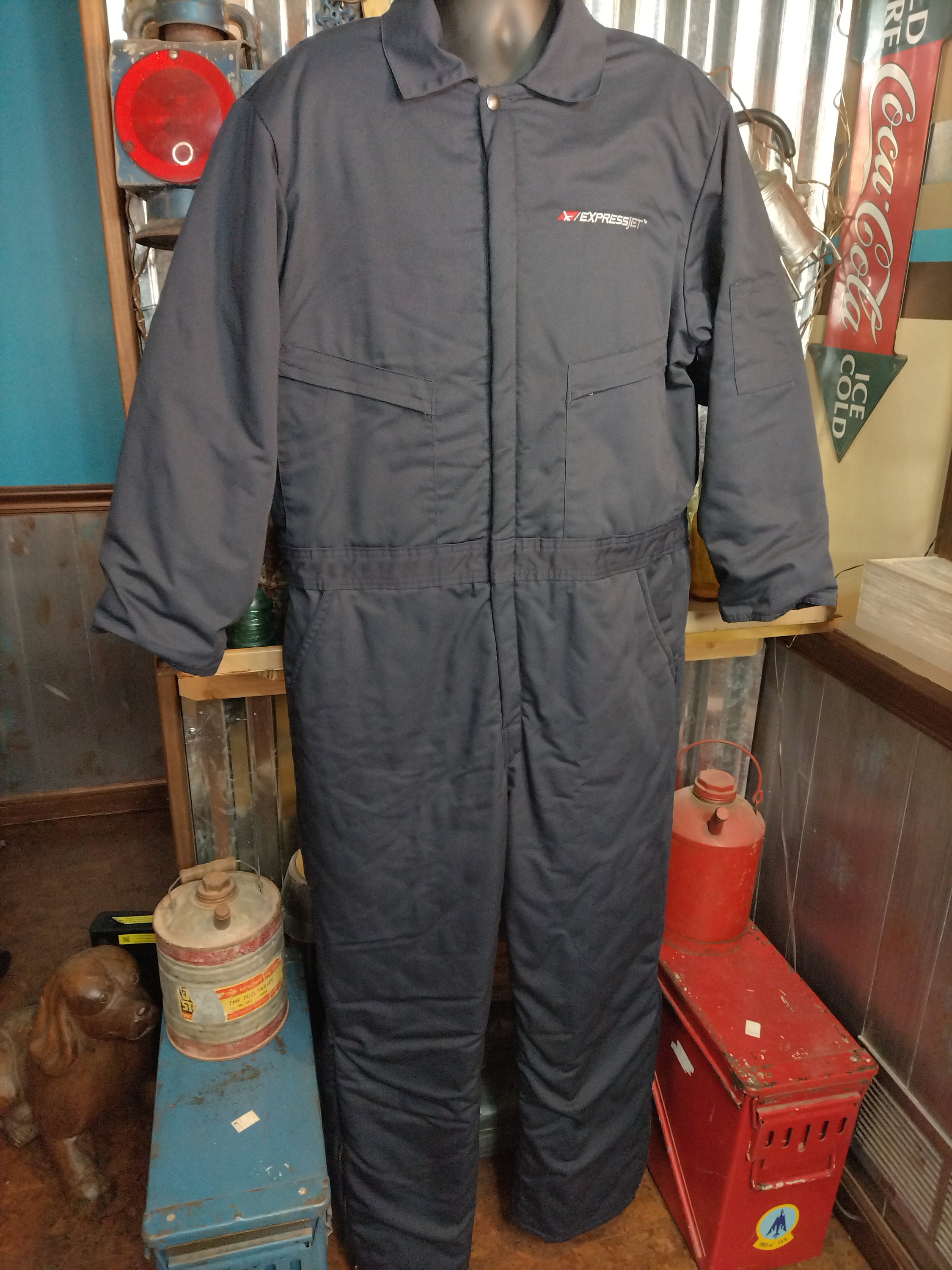 Vintage CINTAS Expressjet Aircraft Mechanic Coveralls Thermal Quilted ...