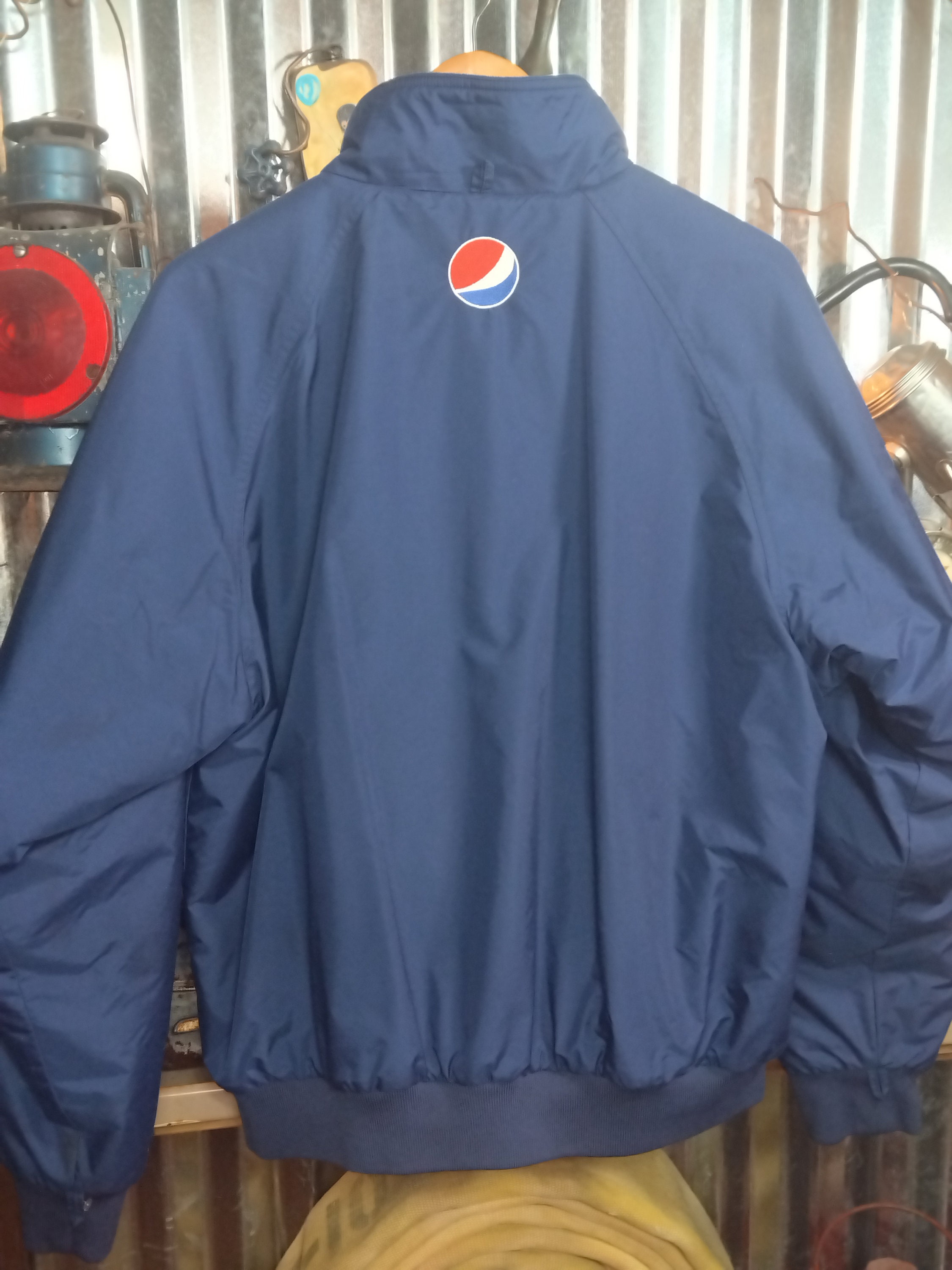 Pepsi Cola Aramark Jacket Corporate Fleece Lined Bomber Men's Size Large Blue Embroidered Logo ...