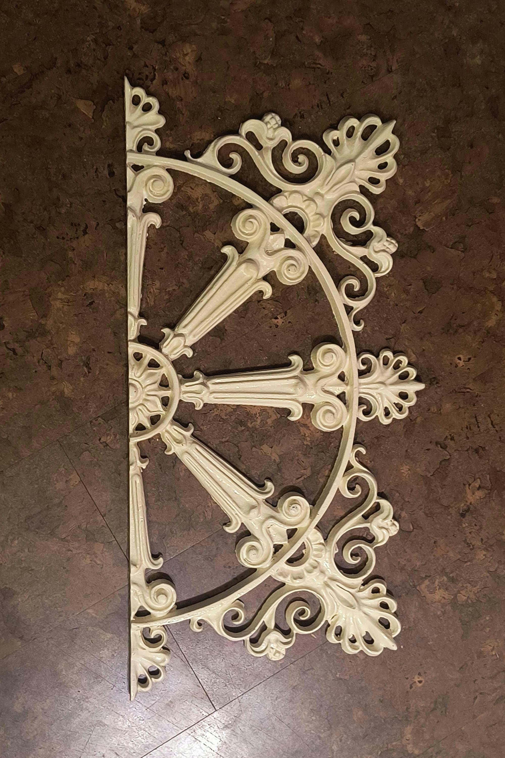 Antique Ornate Cast Iron Floral Scroll Decorative Wall Plaque 23" Half ...