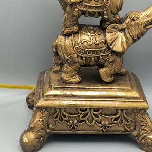 Vintage Elephant Stack Double Candlestick Table Accent Lamp 15 Resin ...
