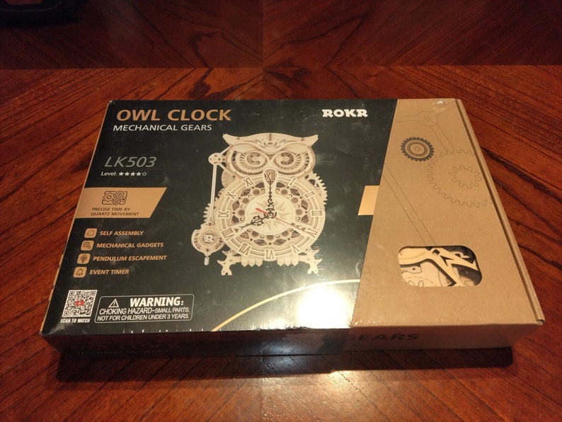 NEW ROKR Owl Clock LK503 Mechanical Gears Self Assemble 3D Puzzle Clock ...