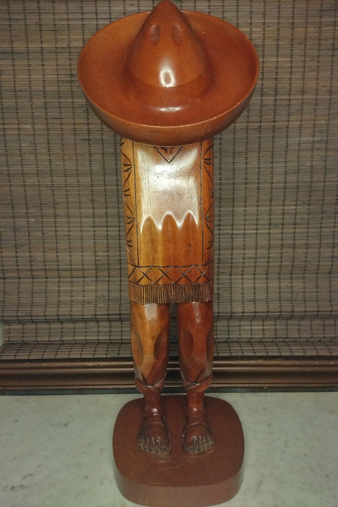Hand Carved Wooden Sancho Man Over 2ft. Tall Southwestern Wearing a ...