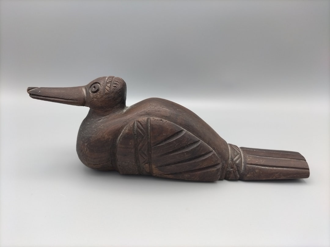Antique Primitive Hand Carved Wooden Duck 9" Handmade Decoy Tribal Folk ...