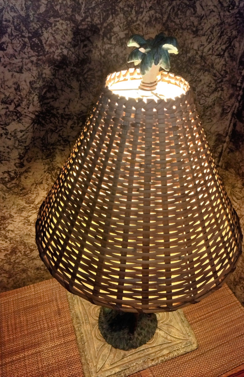 Giraffe Tropical Palm Trees Table Lamp 27 Solid Detailed Vintage Resin ...