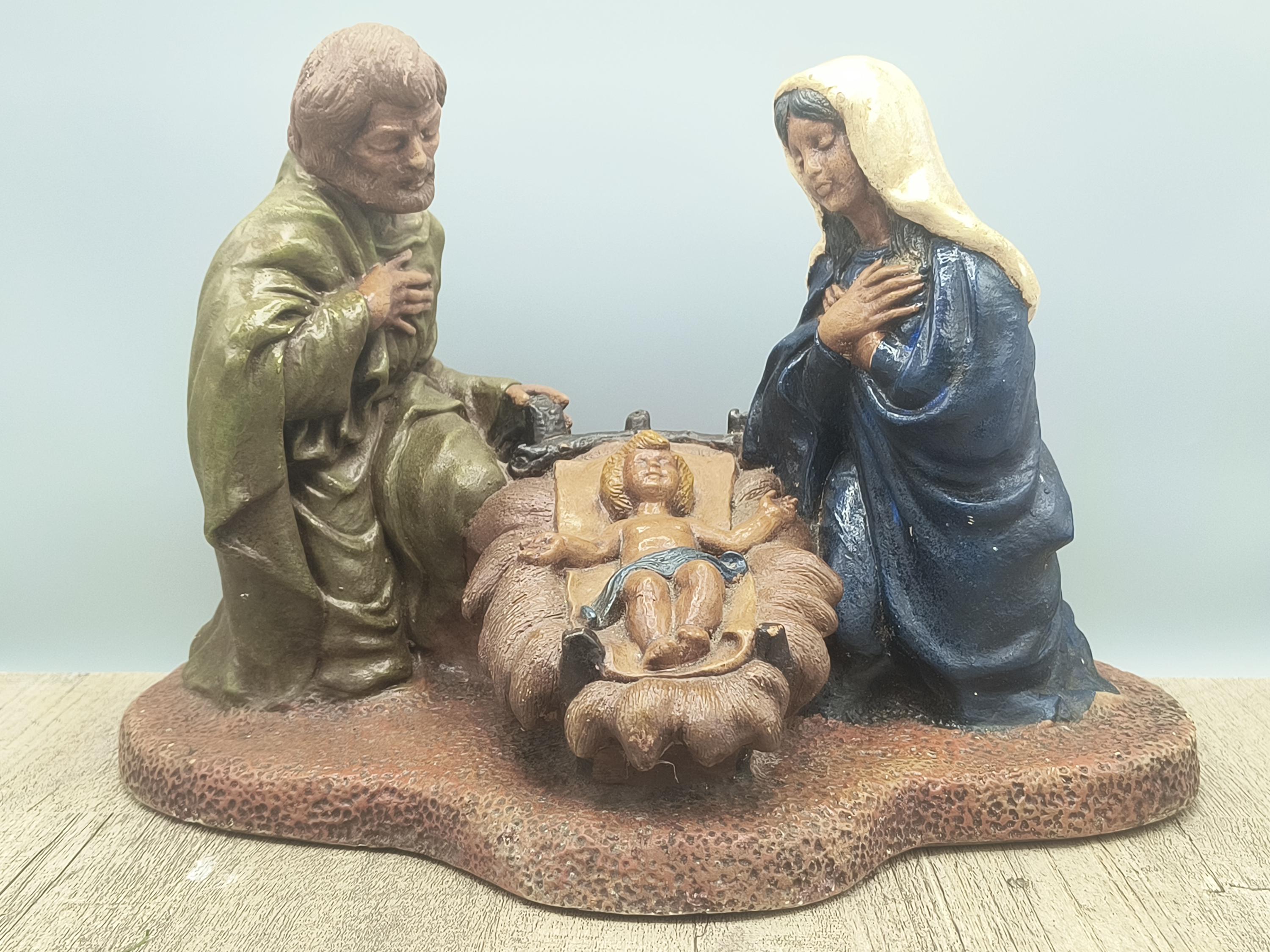 Vintage Plaster Joseph, Mother Mary and Baby Jesus Nativity Scene 12 ...