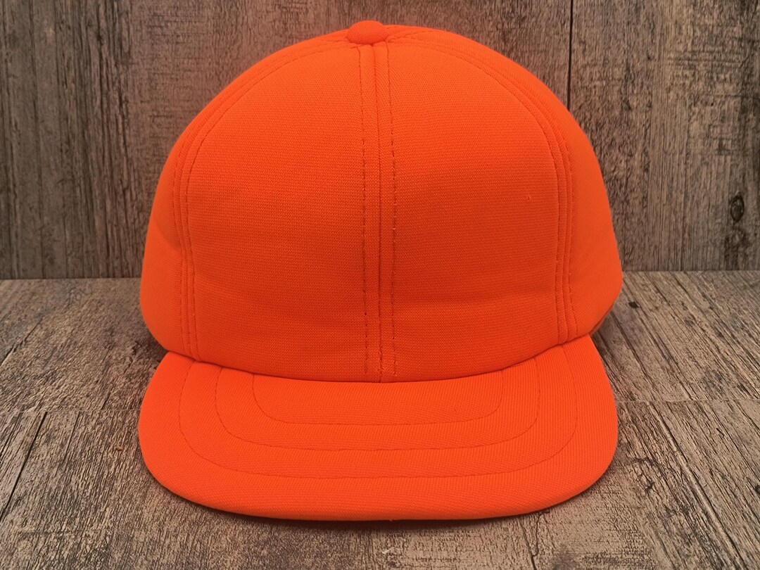 Vintage Youngan Foam Hat Flap Ear Hi-vis Blaze Orange Hunter Safety Cap ...