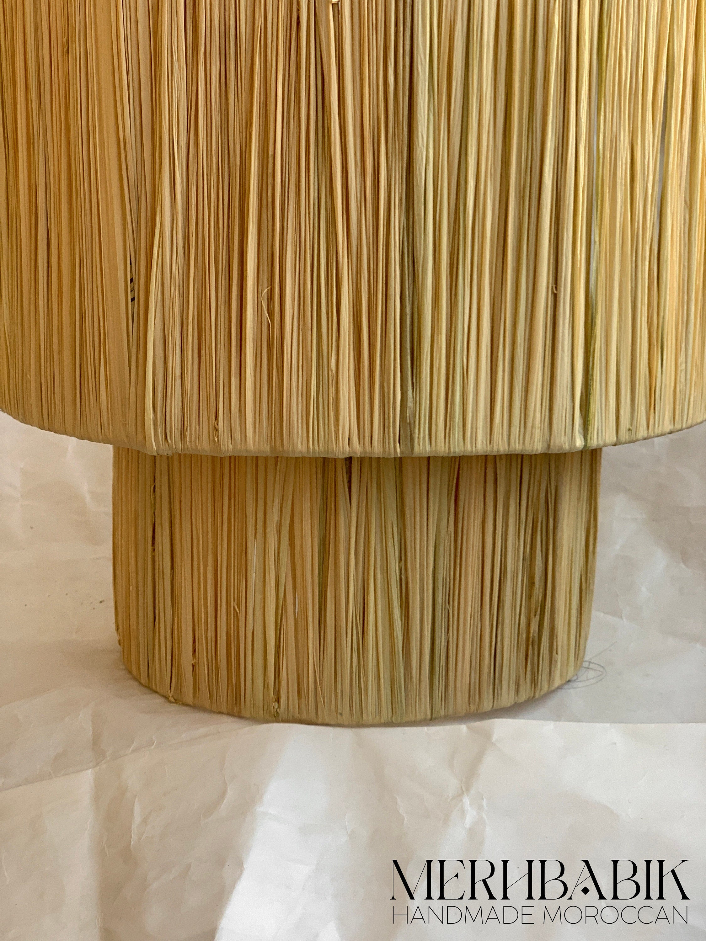 Handmade Moroccan Natural Raffia Wall Lamp, Bohemian Decors, Raffia ...