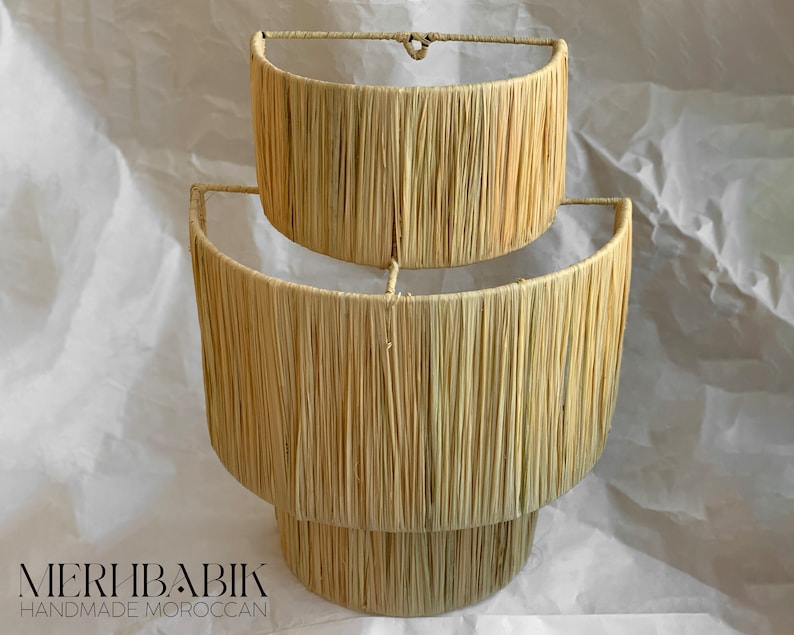Handmade Moroccan Natural Raffia Wall Lamp, Bohemian Decors, Raffia ...