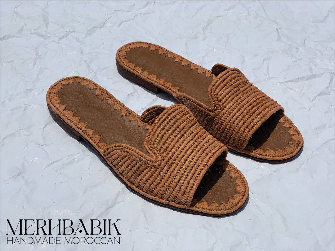 Moroccan Raffia Sandals, Handmade Sandals, Raffia Shoes, Raffia Sandals ...