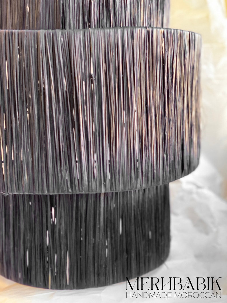 Handmade Moroccan Black Raffia Wall Lamp, Bohemian Decors, Raffia Lamp ...