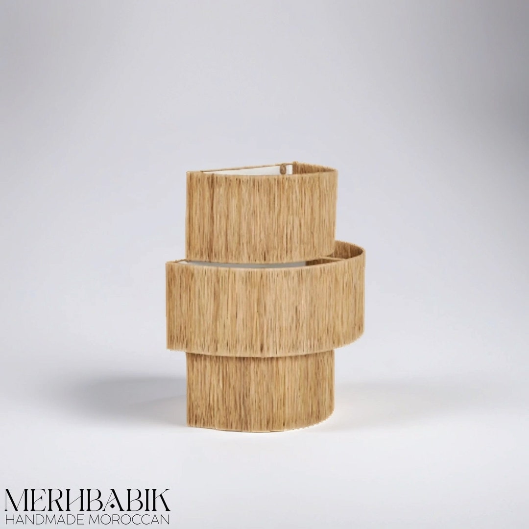 Handmade Moroccan Natural Raffia Wall Lamp, Bohemian Decors, Raffia ...