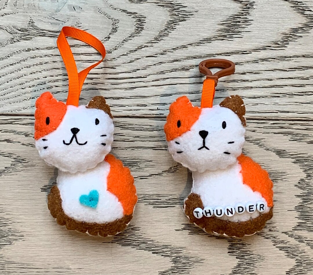 Calico Cat Felt Cat Ornament Cute Kitty Magnet Cat Plush Kitty Plushie ...