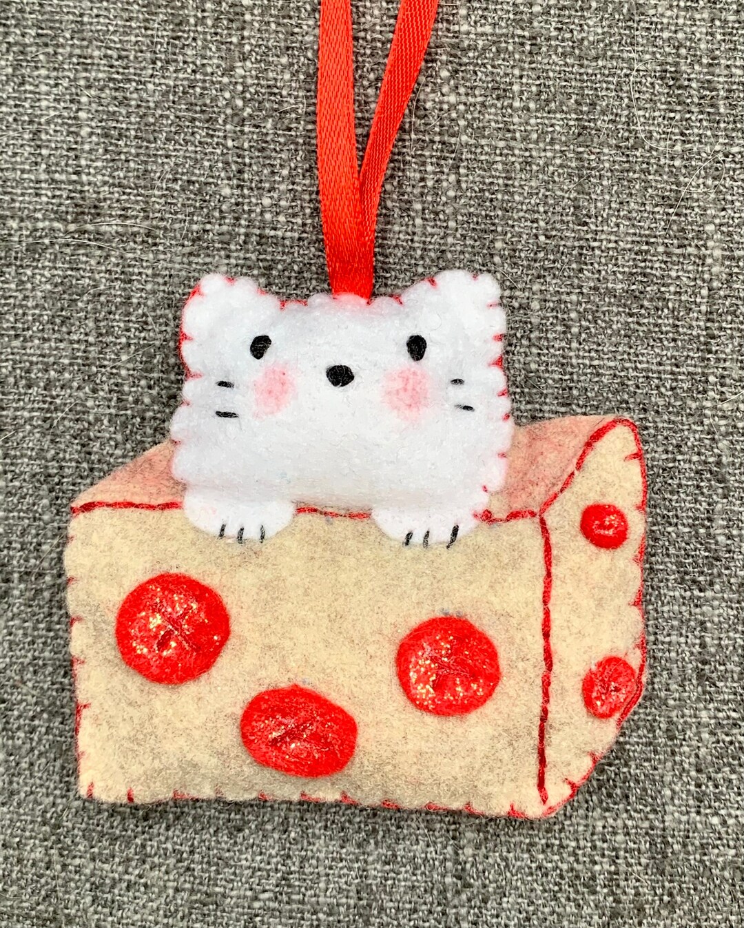 Cat in Box Felt Cat Ornament Cute Kitty Magnet Cat Plush Kitty Plushie ...