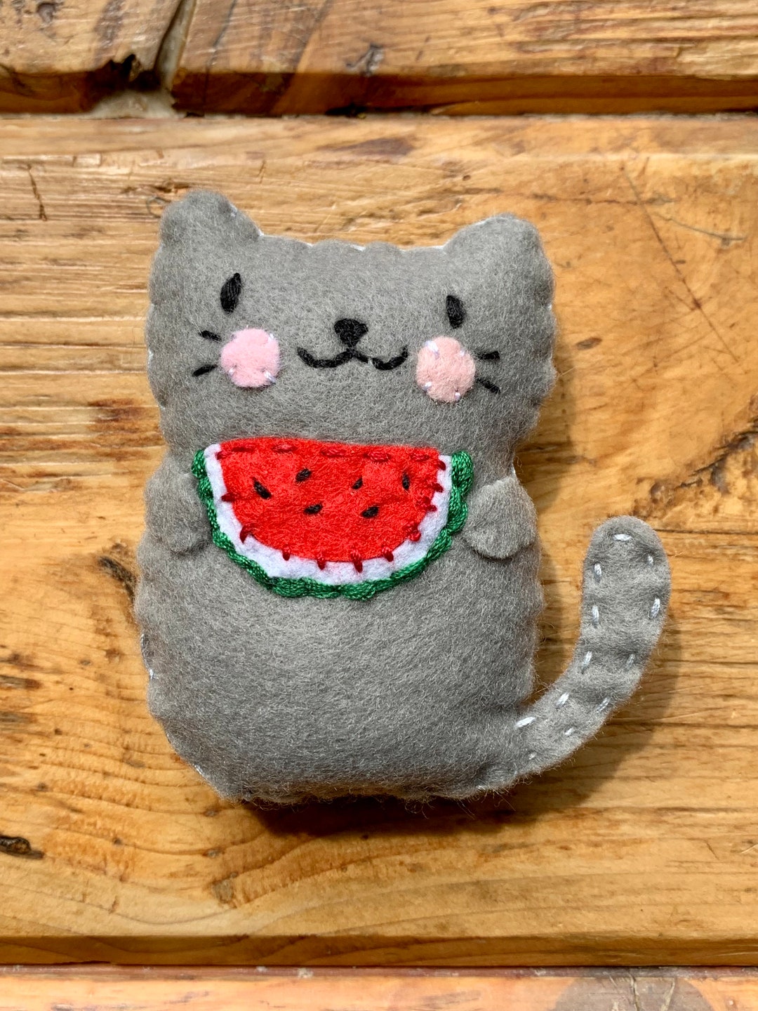 Watermelon Cat Personalized Felt Cat Ornament Cute Kitty Magnet Cat ...