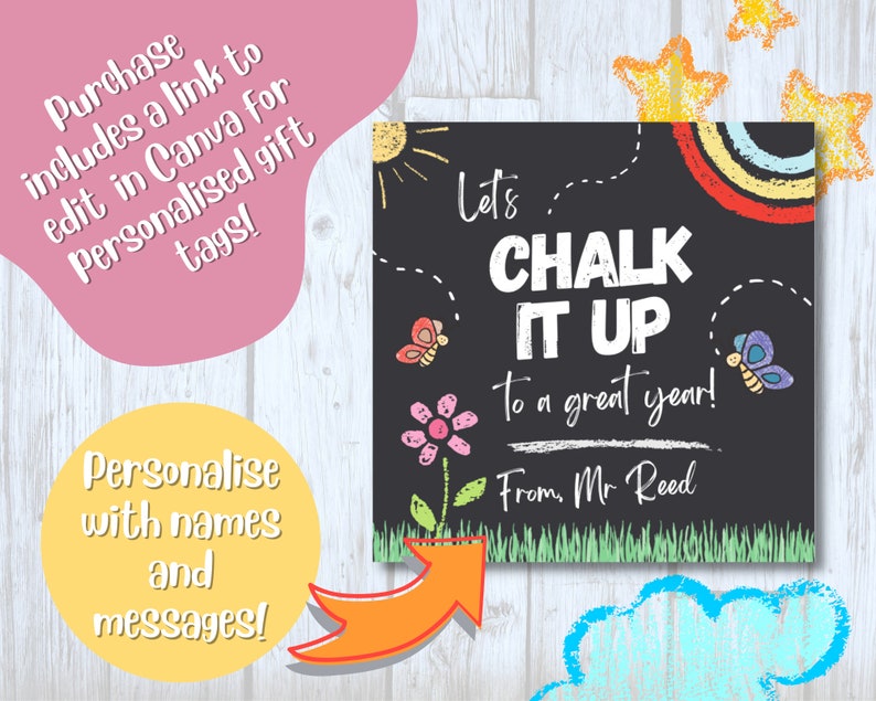 Printable End of the Year Student Chalk Gift Tag Digital - Etsy