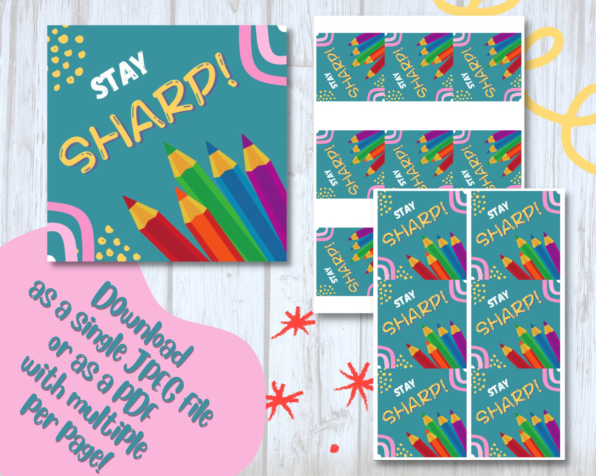 Printable Student Pencil Gift Tag Digital File Editable File - Etsy