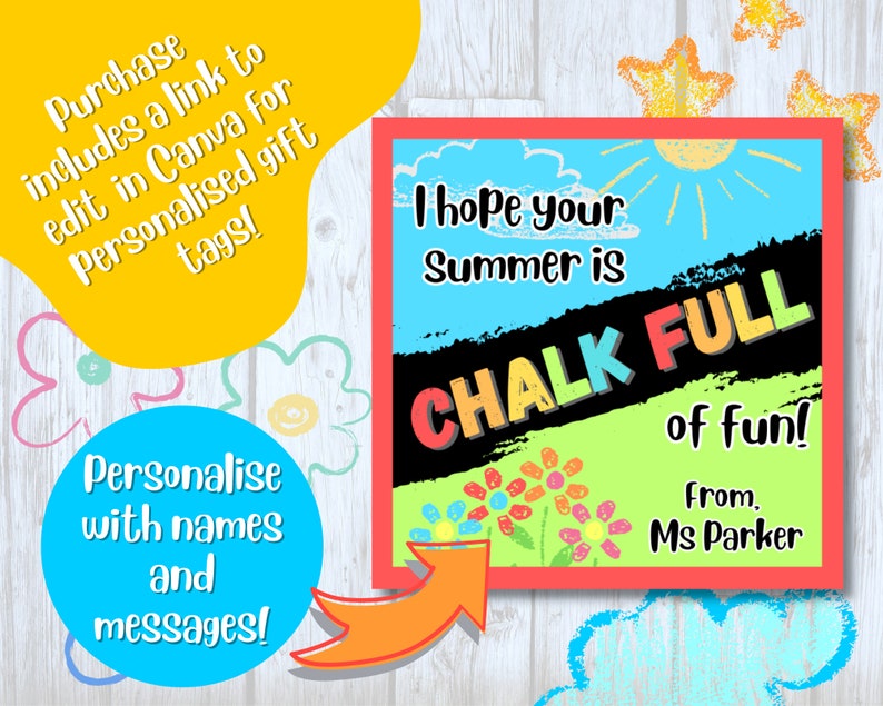 Printable End of the Year Student Chalk Gift Tag| Digital File ...
