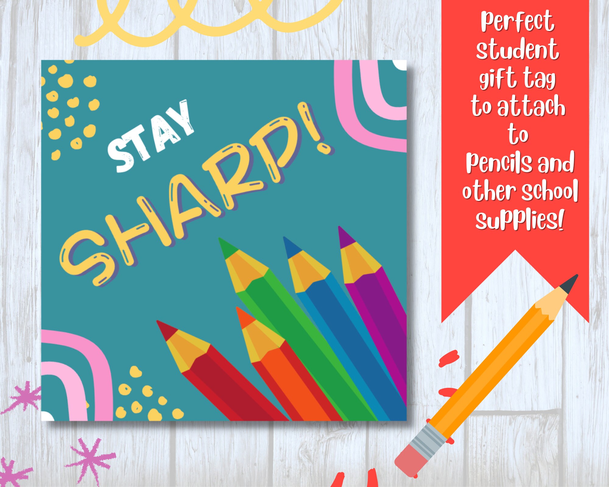 Printable Student Pencil Gift Tag Digital File Editable File - Etsy