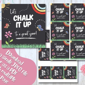 Printable End of the Year Student Chalk Gift Tag Digital File Editable ...
