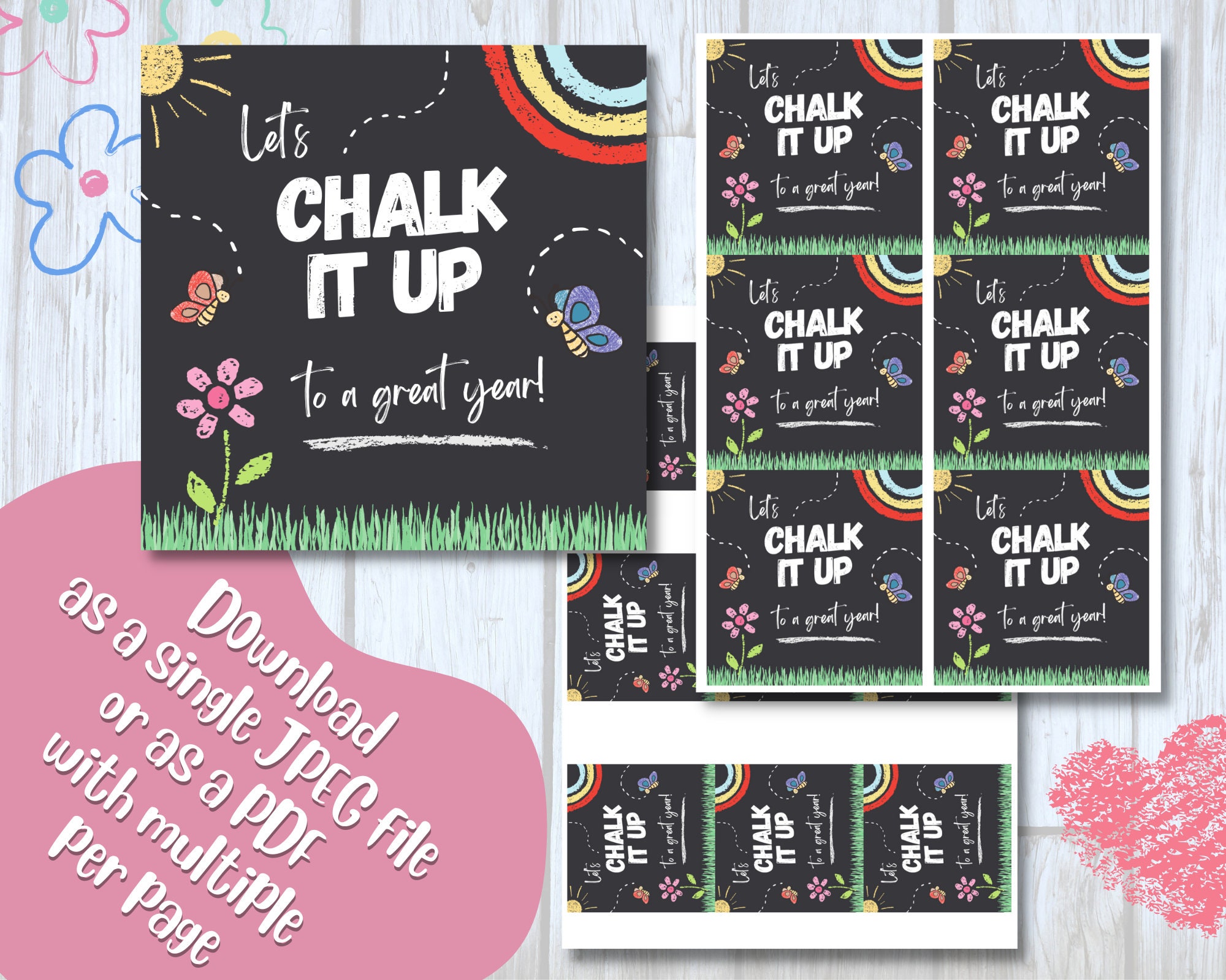 Printable End of the Year Student Chalk Gift Tag Digital File Editable ...