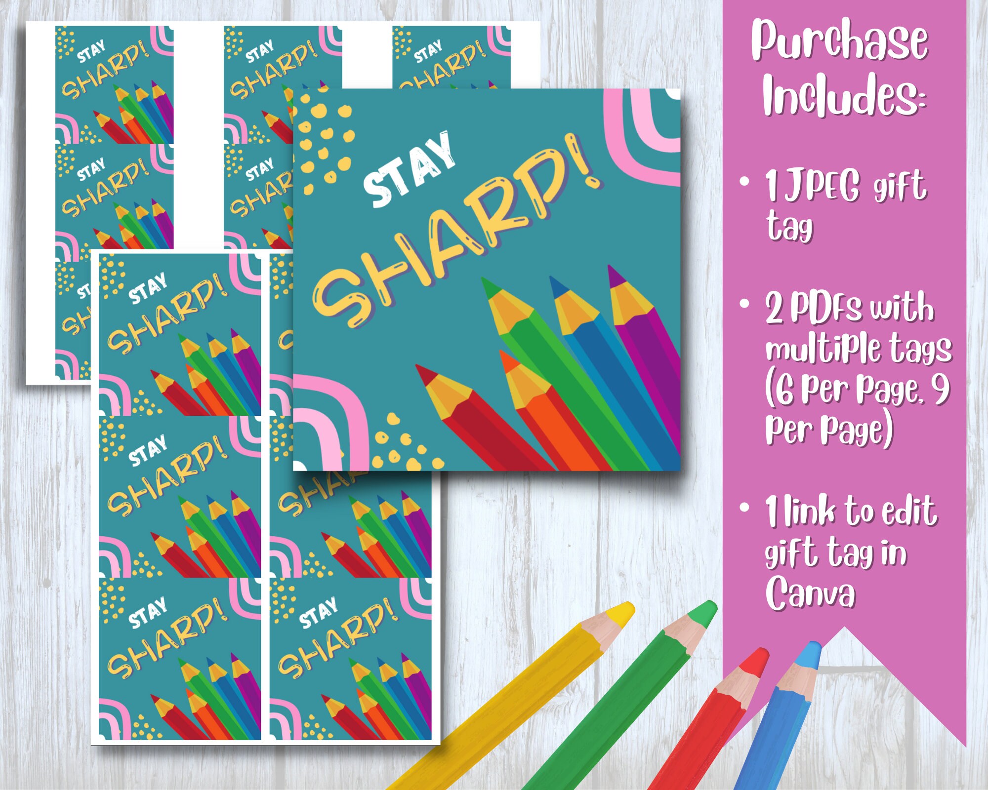 Printable Student Pencil Gift Tag Digital File Editable File - Etsy