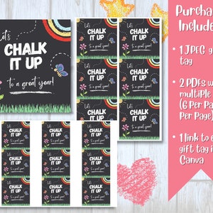 Printable End of the Year Student Chalk Gift Tag Digital File Editable ...
