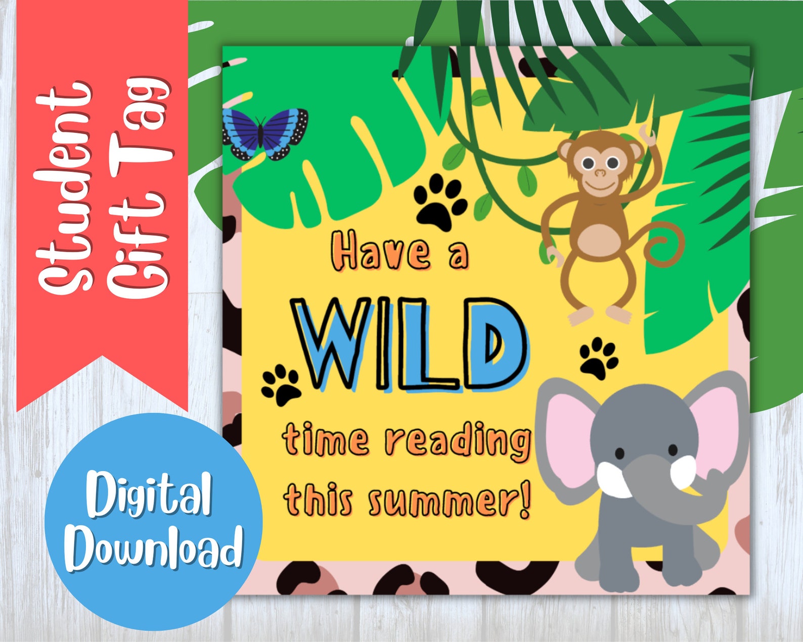 Printable End of the Year Student Book Gift Tag| Digital File| Editable ...