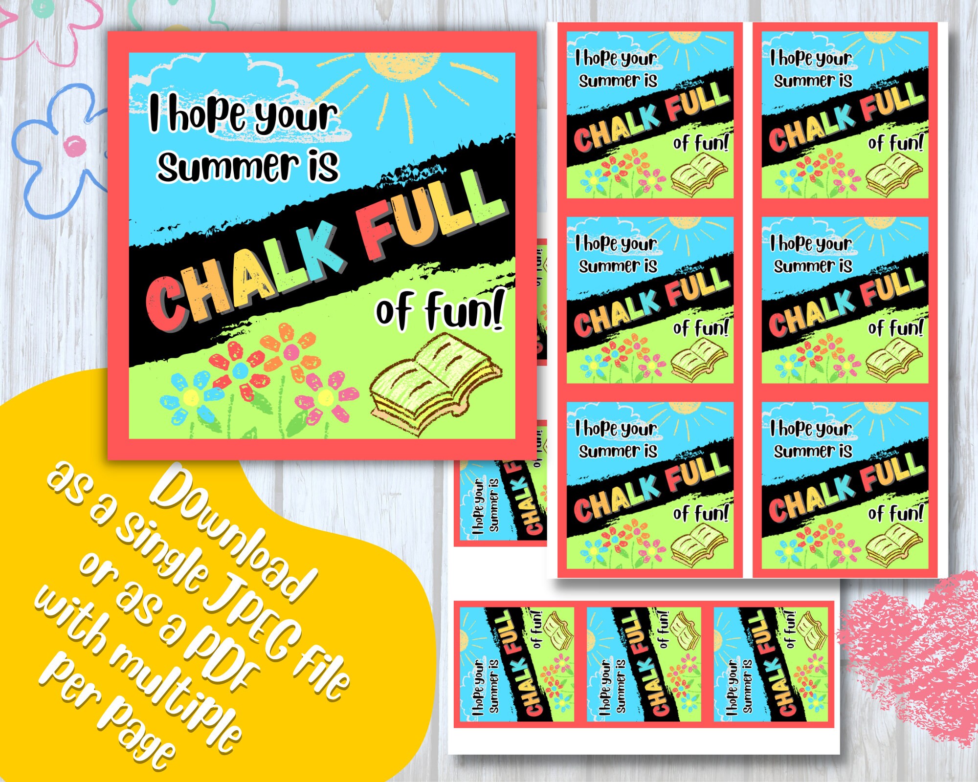 Printable End of the Year Student Chalk Gift Tag| Digital File ...