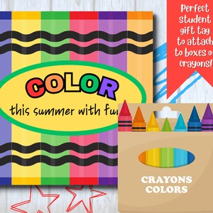 Printable End of the Year Student Crayon Gift Tag| Digital File| US ...