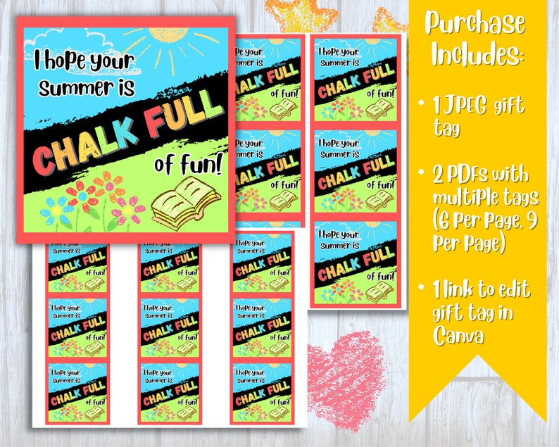 Printable End of the Year Student Chalk Gift Tag| Digital File ...