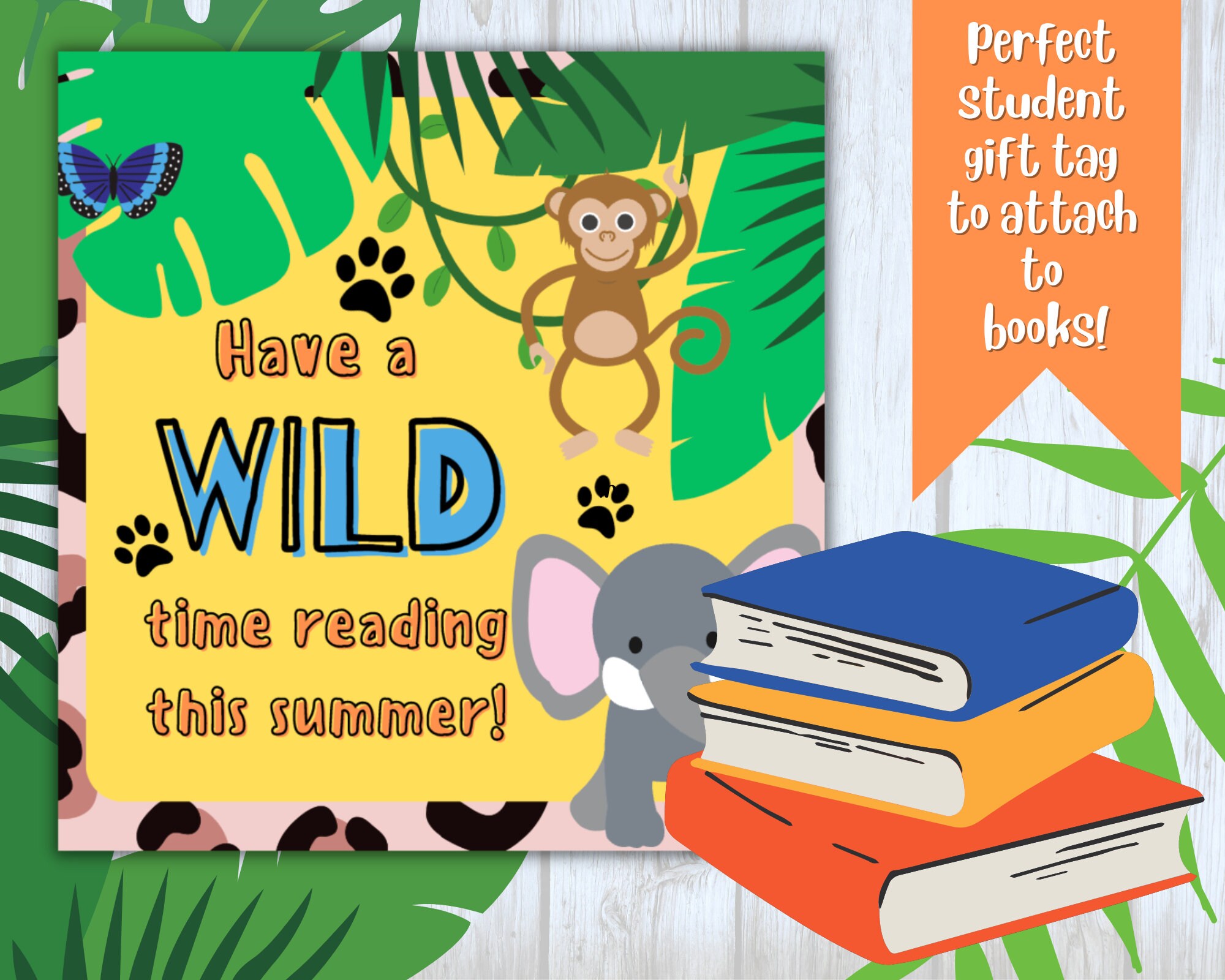 Printable End of the Year Student Book Gift Tag| Digital File| Editable ...