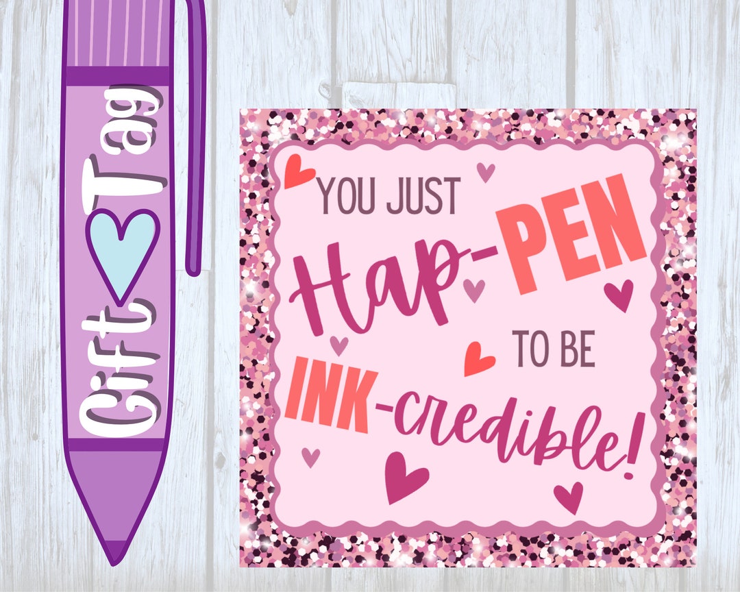 Printable Student/coworker Valentine's Day Pen Gift Tag|digital File - Etsy