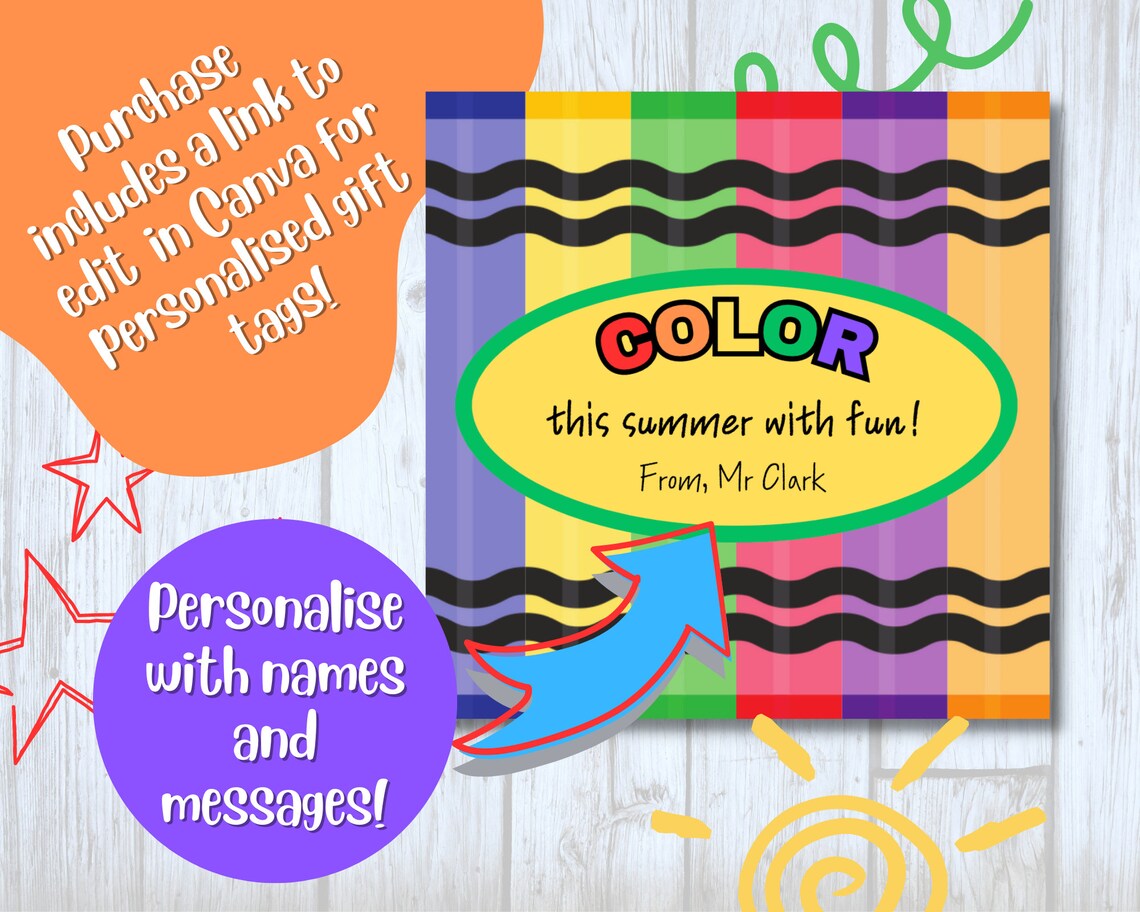 Printable End of the Year Student Crayon Gift Tag| Digital File| US ...