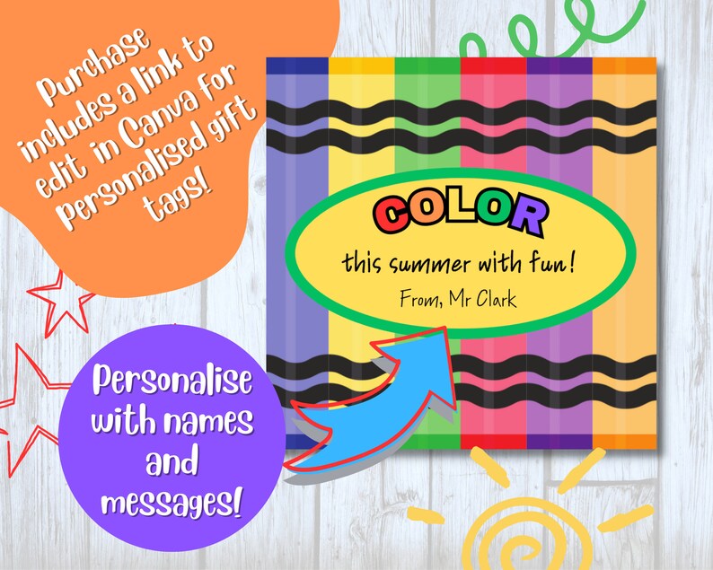 Printable End of the Year Student Crayon Gift Tag| Digital File| US ...