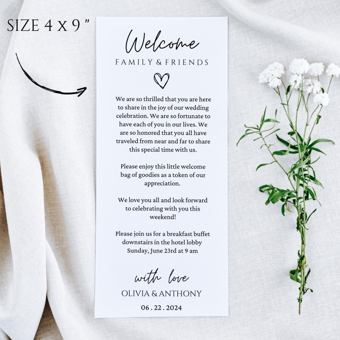 Minimalist Wedding Welcome Tag Template, Welcome Bag, Thank You Tag ...