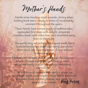 Mother's Hands Poem Art Print, Mother's Day Gift (PNG) - Etsy