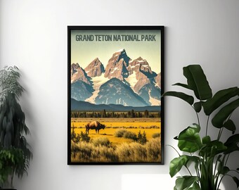 Grand Teton Poster National Park Gift Wyoming Travel Wall Art - Etsy