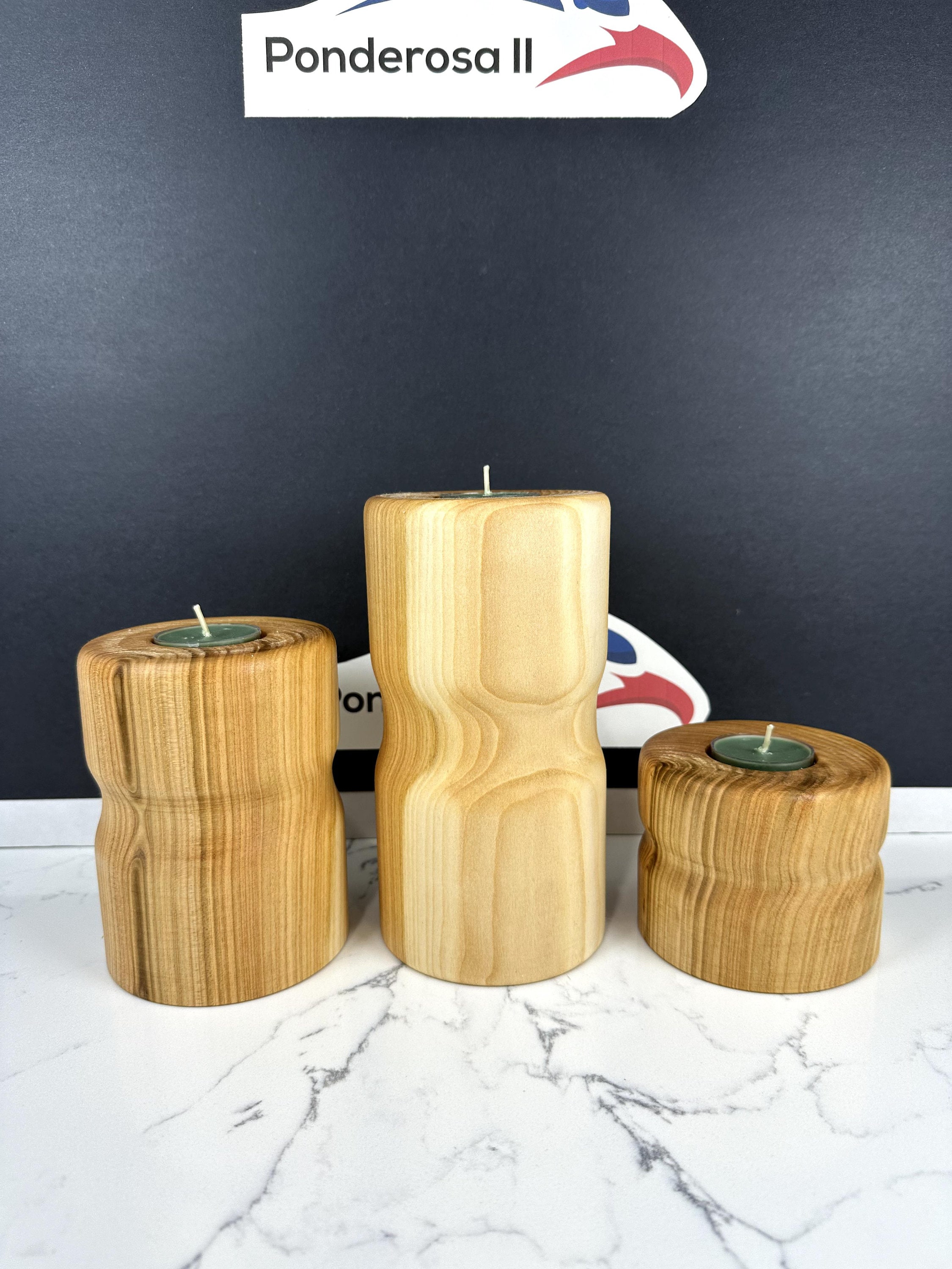 Cherry Wood Tea Light Set - Etsy