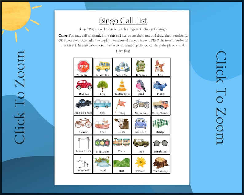 Road Trip Bingo Travel Activity ~ Printable Bingo Cards Car Games ...