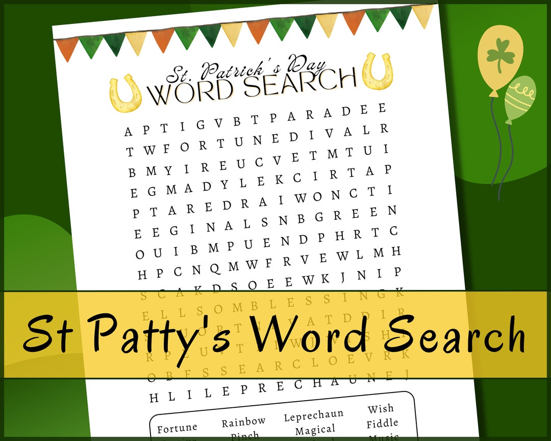 St Patricks Day Word Search Game, St Patricks Day Game, St Patricks Day ...