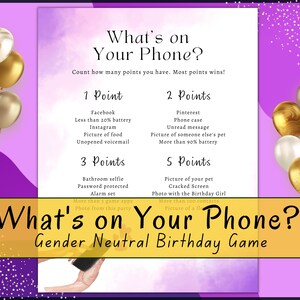 What's on Your Phone Party Printable for Girls, Teen Birthday Games ...
