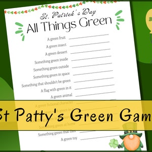 All Things Green Game, Printable St. Patrick's Games for Kids, Instant ...