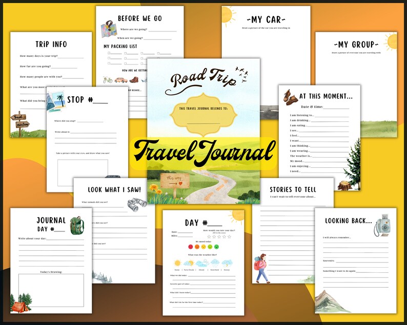 Kids Road Trip Activities - Kids Travel Journal - Road Trip Games - Car ...