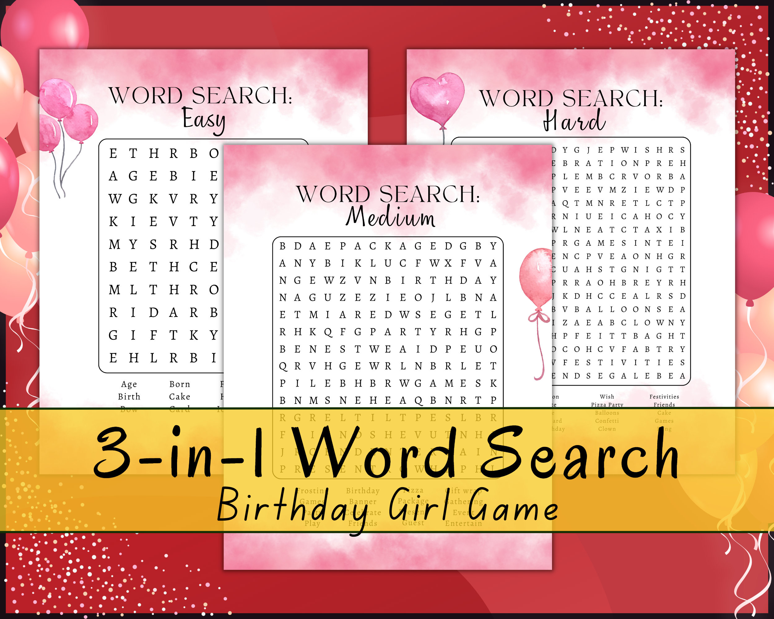 Kids Word Search Puzzle for Girls Birthday Party - Etsy