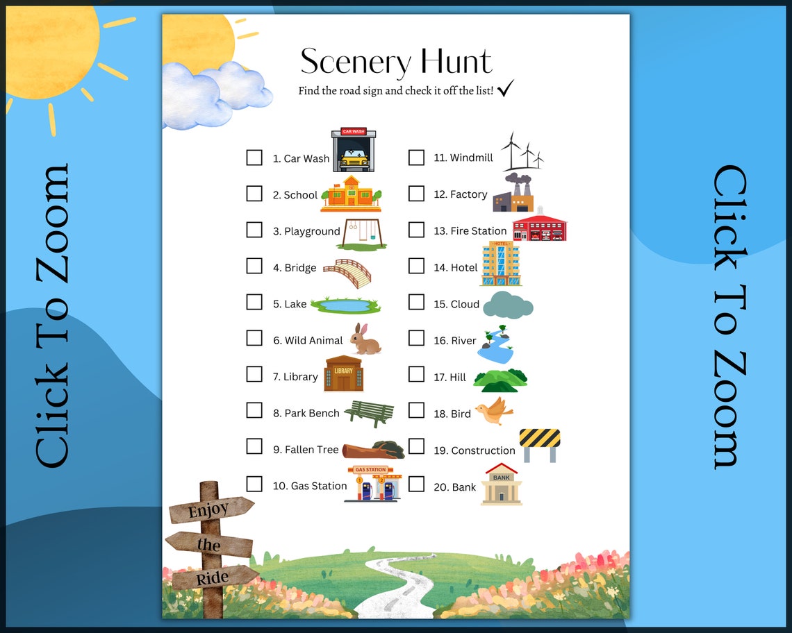 Road Trip Scavenger Hunt Travel Game for Kids Vacation - Etsy