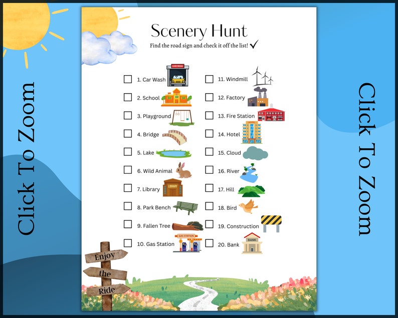 Road Trip Scavenger Hunt Travel Game for Kids Vacation - Etsy